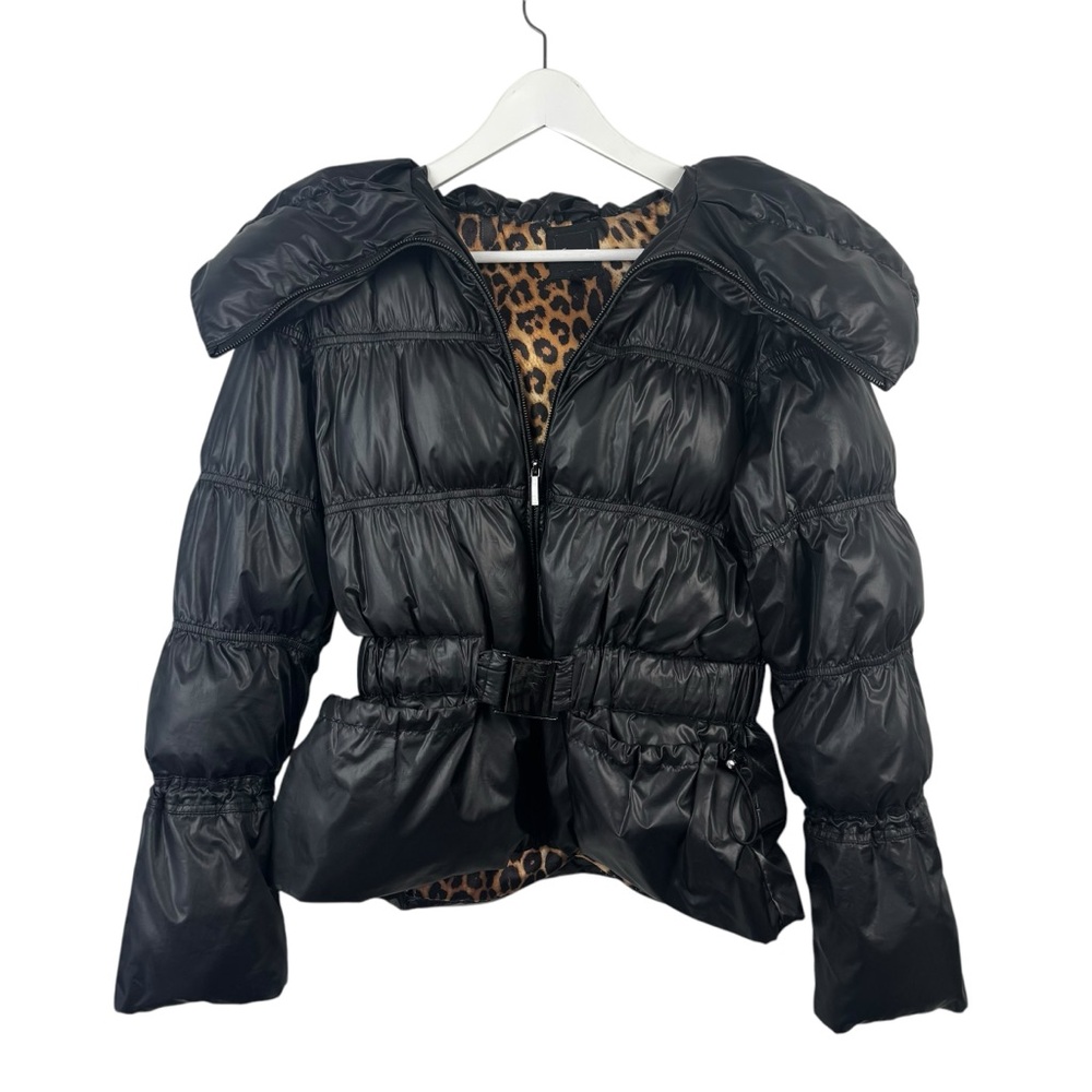 Women's Express Black Puffer Belted Jacket Sz M Cropp… - Gem